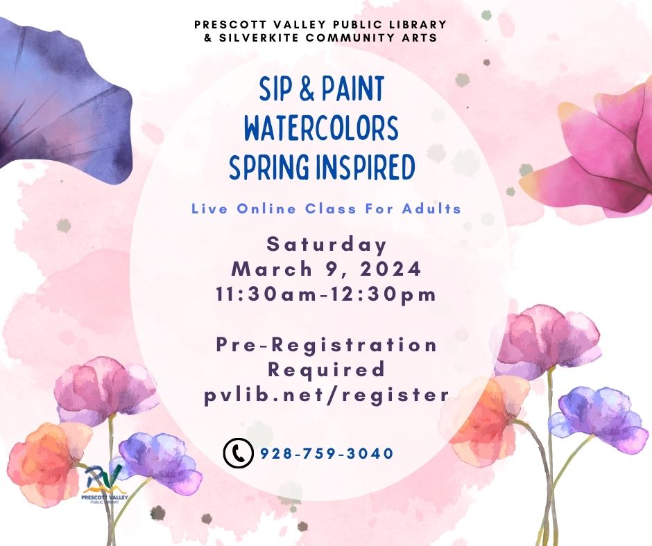SilverKite Community Art Classes: Sip & Paint Watercolor, Pre-registration required – Virtual ...